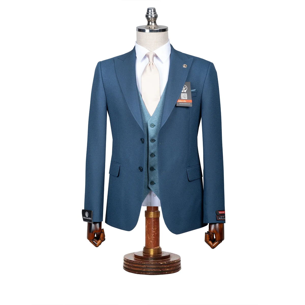 Isaac | Ocean Blue 3-Piece Tailored-Fit Suit — DOLCE VESTA