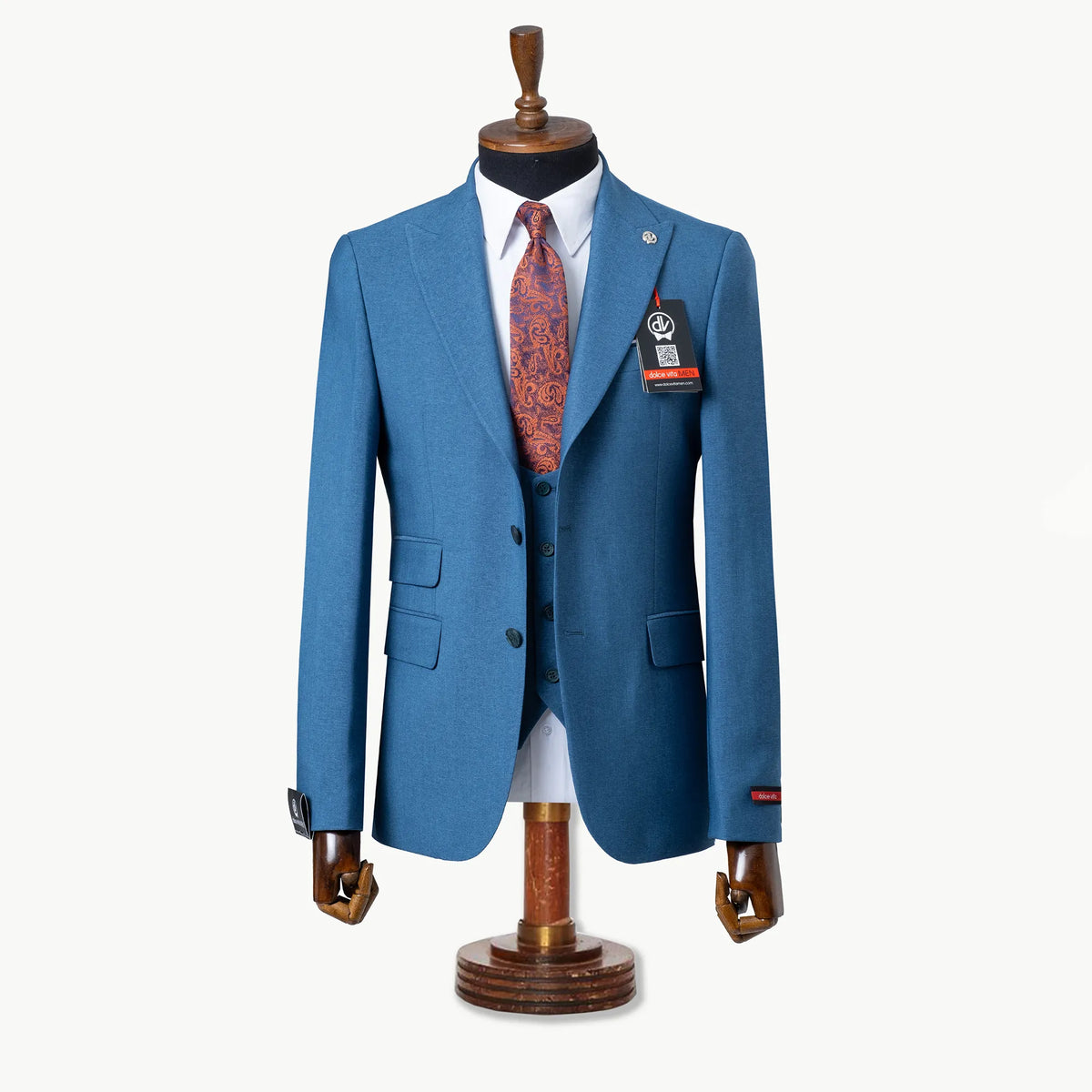 Calvin | Ocean Blue 3-Piece Tailored-Fit Suit — DOLCE VESTA