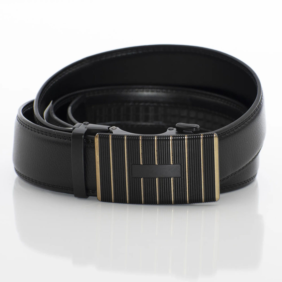 Gold And Black Vertical Line Belt Buckle — DOLCE VESTA
